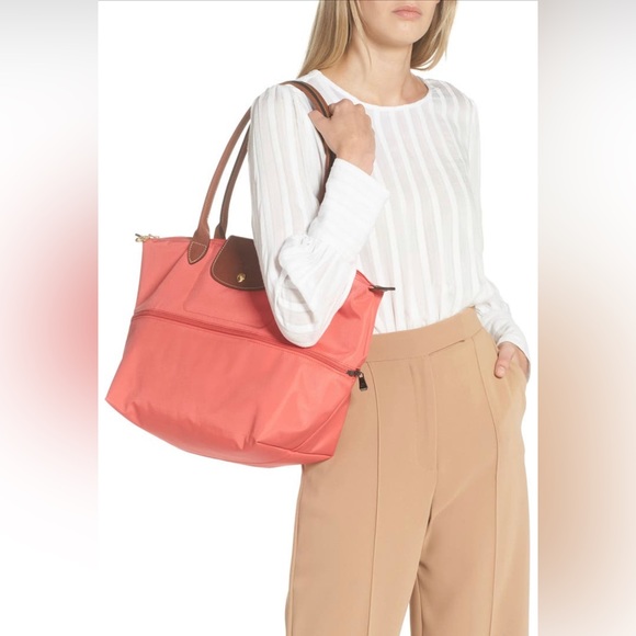 Longchamp | Bags | Longchamp Le Pliage Expandable Tote In Pomegranate ...